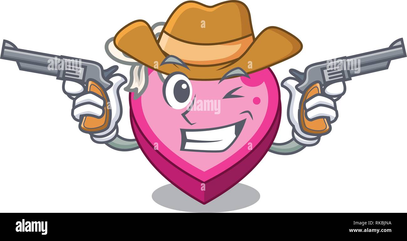 Cowboy box heart in shape of mascot vector illustration Stock Vector ...