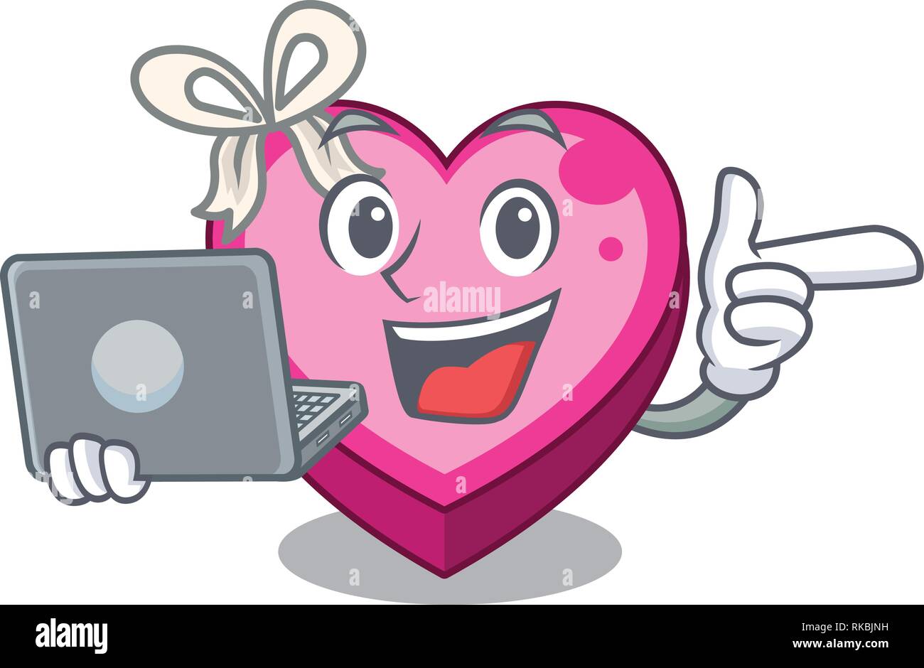 With laptop box heart in shape of mascot vector illustration Stock ...
