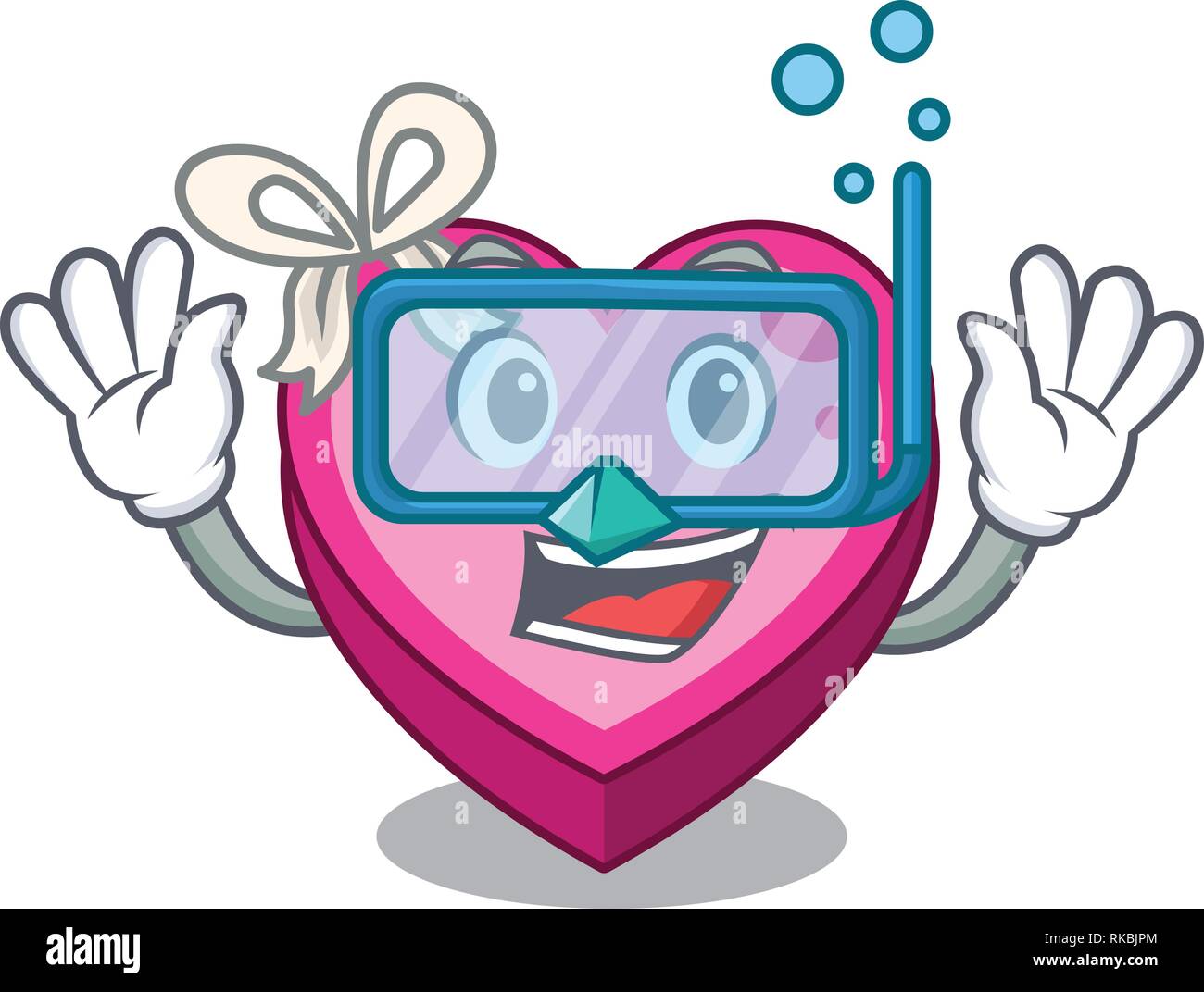 Diving Heart box isolated in the character vector illustration Stock ...