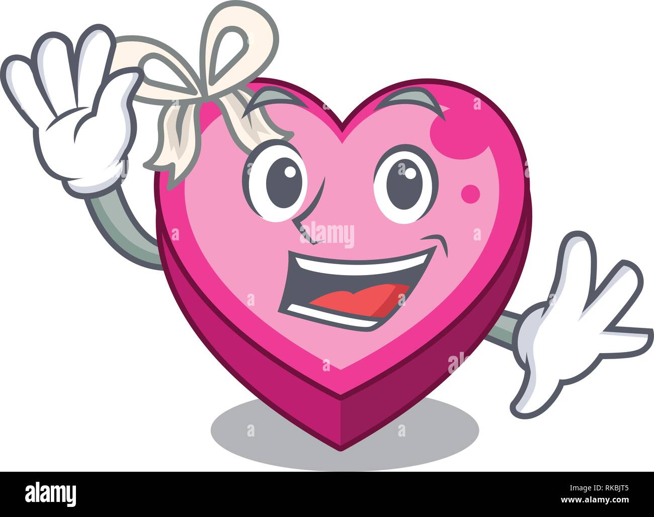 Waving Heart box isolated in the character vector illustration Stock ...