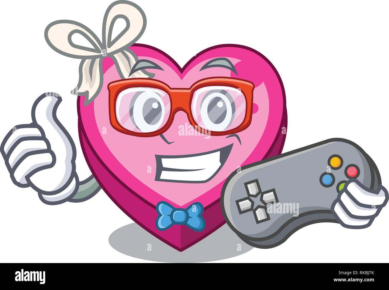 Gamer heart box above wooden cartoon table vector illustration Stock ...