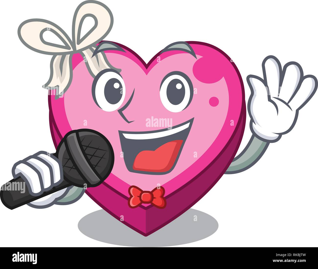 Singing heart box above wooden cartoon table vector illustration Stock ...