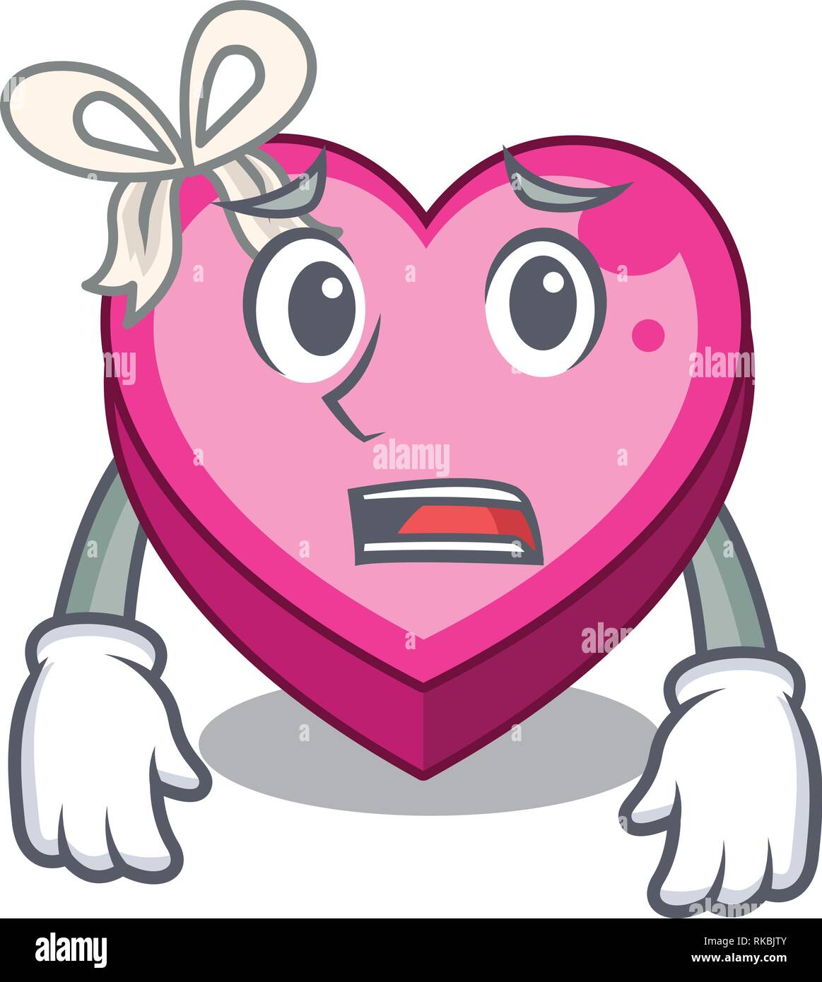 Afraid heart box above wooden cartoon table vector illustration Stock ...