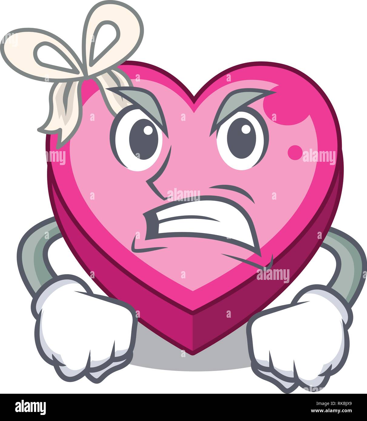 Angry heart box above wooden cartoon table vector illustration Stock ...