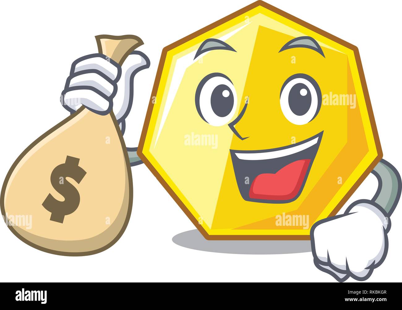 With money bag heptagon in the a cartoon shape vector illustration ...