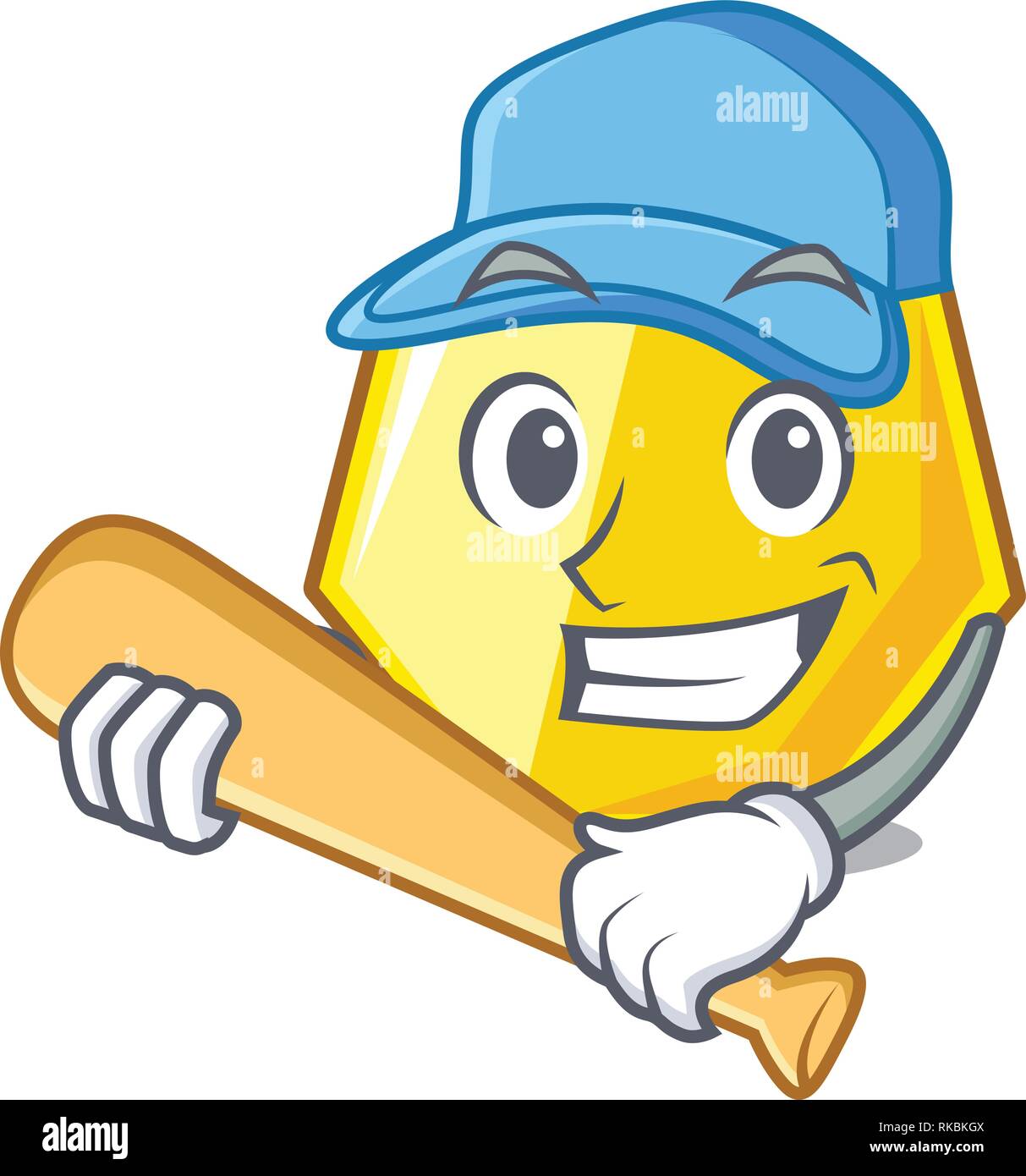 Playing baseball heptagon in the a cartoon shape vector illustration ...