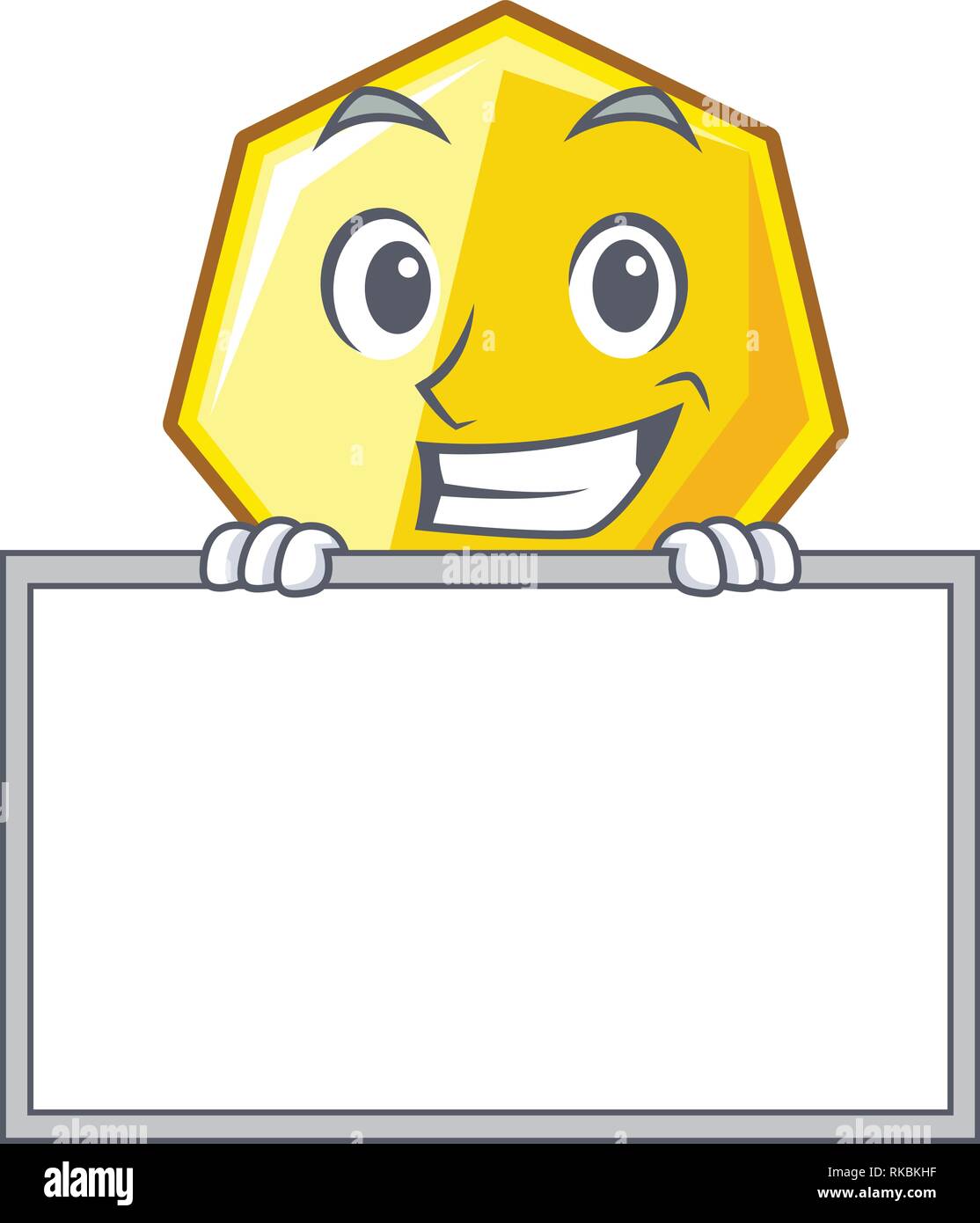 Grinning with board heptagon in the a cartoon shape vector illustration ...