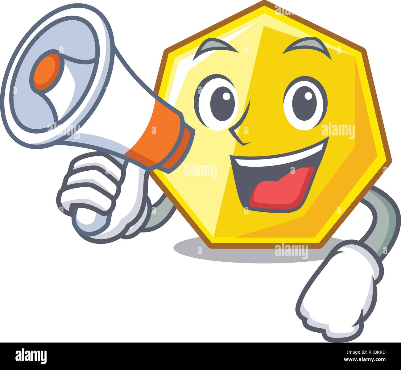 With megaphone heptagon in the a cartoon shape vector illustration ...