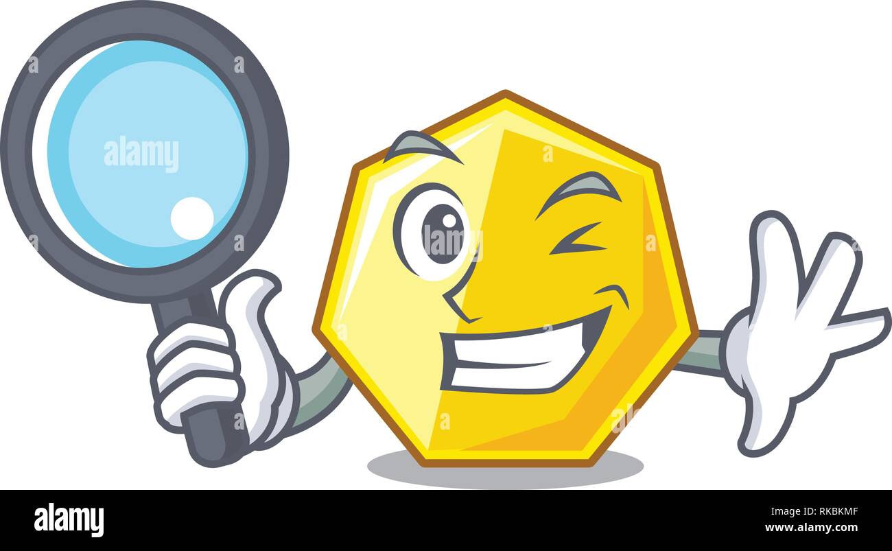 Detective heptagon isolated with in the mascot vector illustration ...