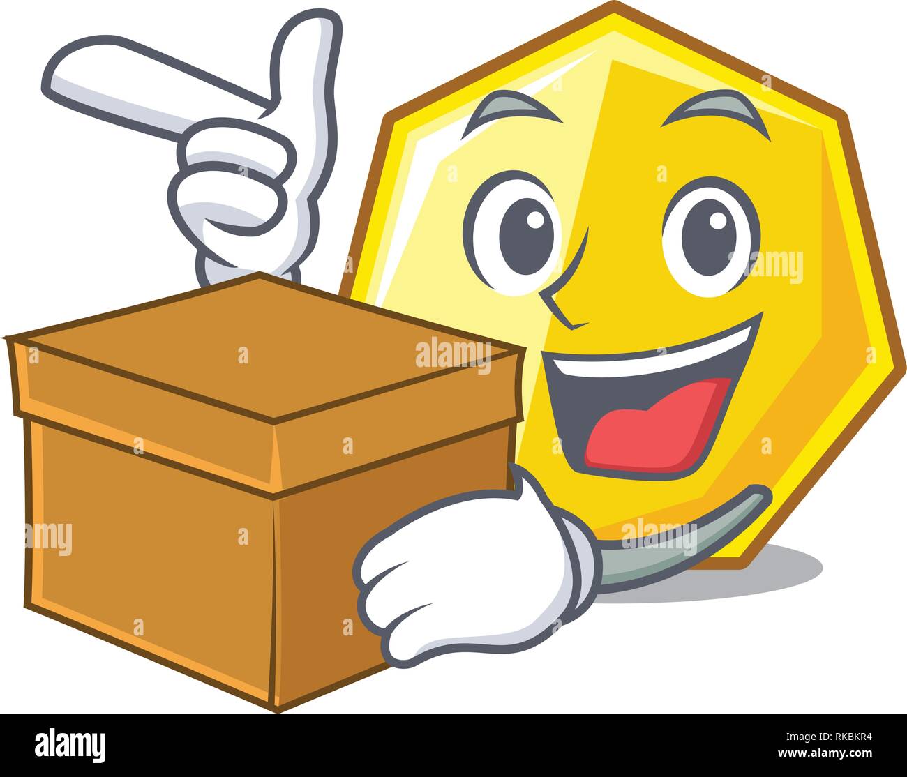With box heptagon isolated with in the mascot vector illustration Stock ...