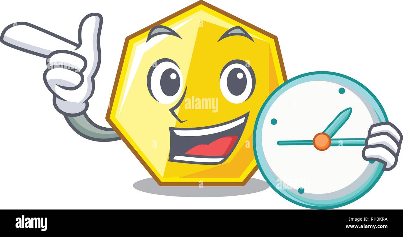 With clock heptagon isolated with in the mascot vector illustration ...
