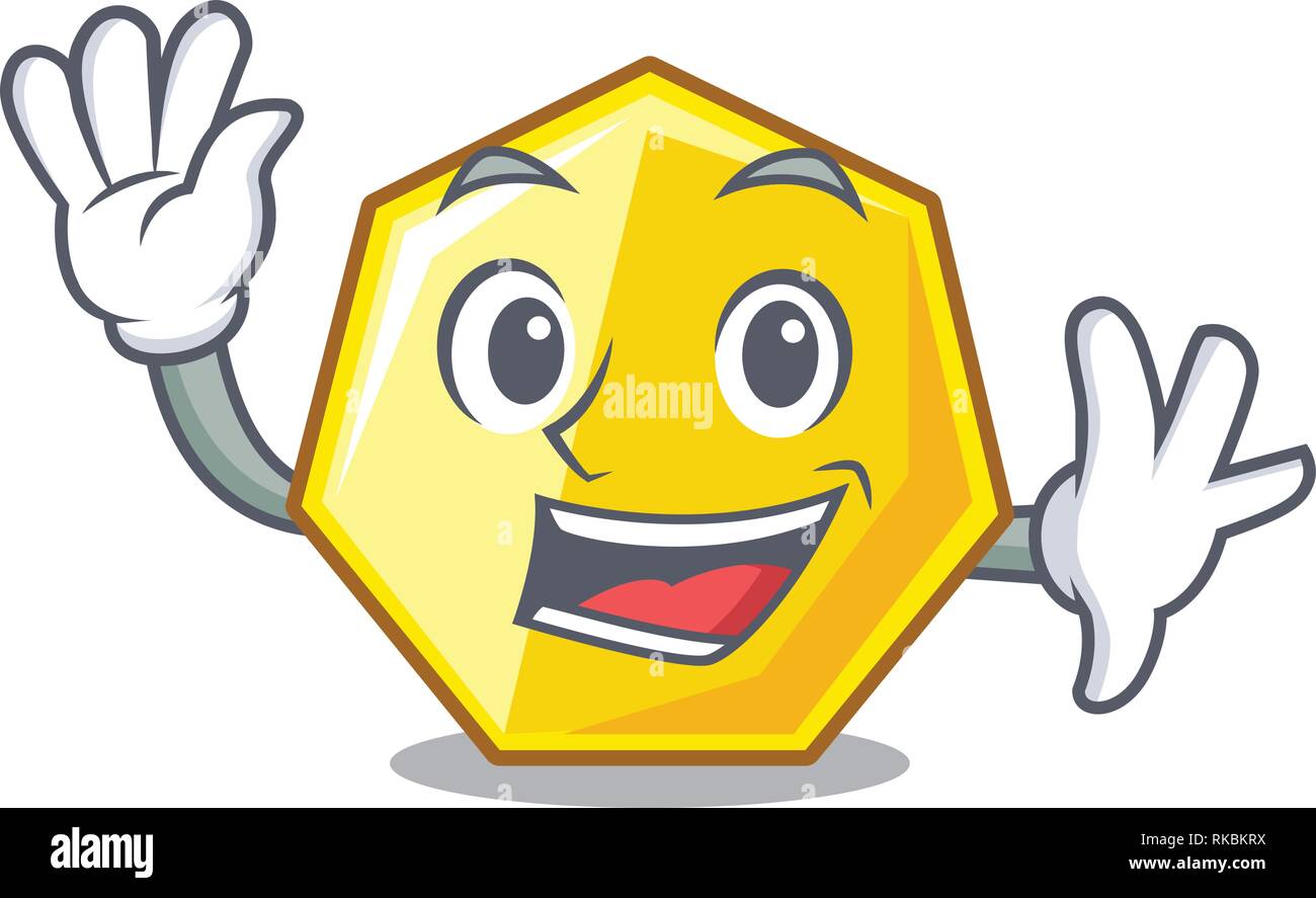 Waving heptagon isolated with in the mascot vector illustration Stock ...
