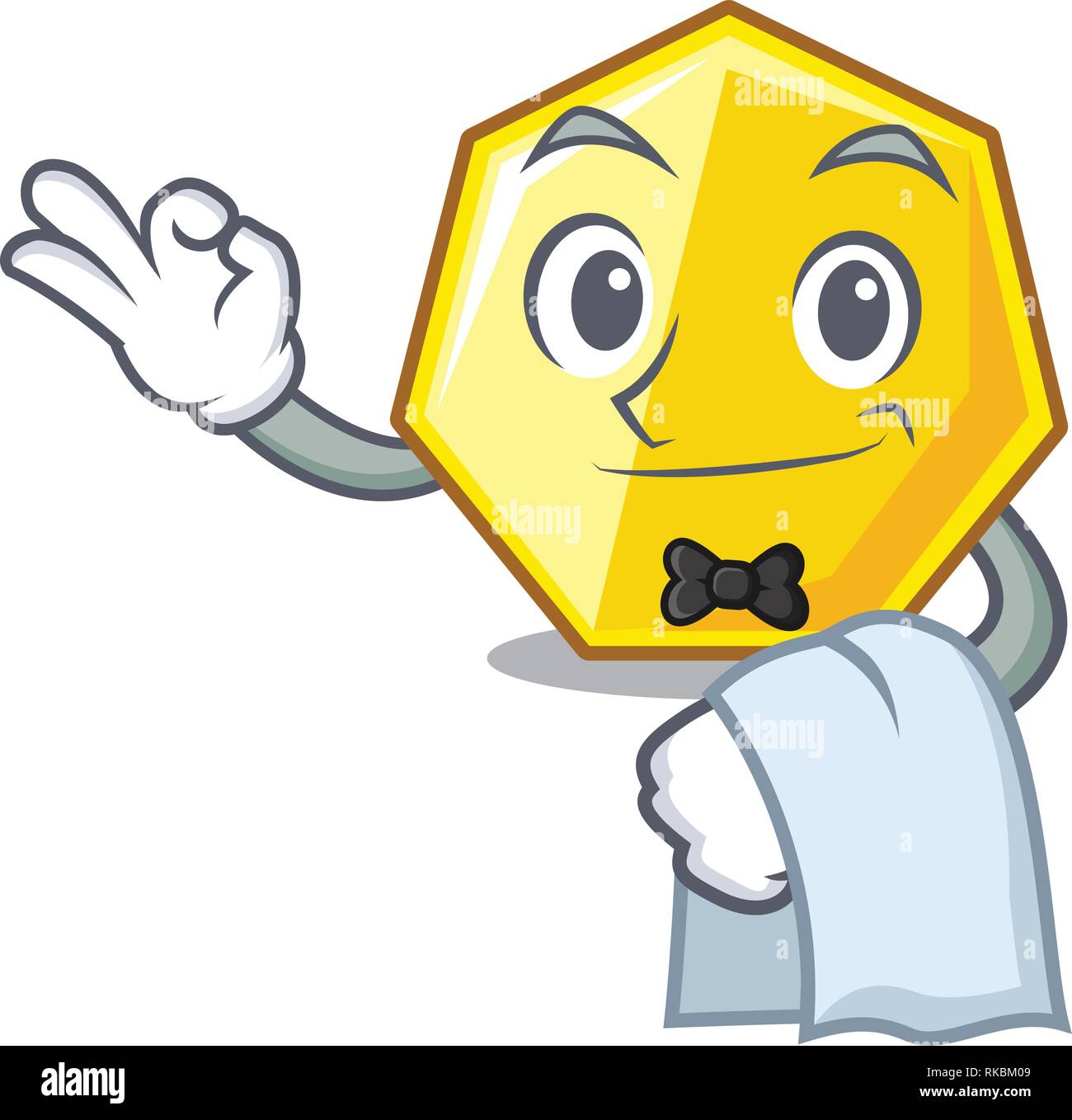 Waiter heptagon sticks in the character wall vector illustration Stock ...