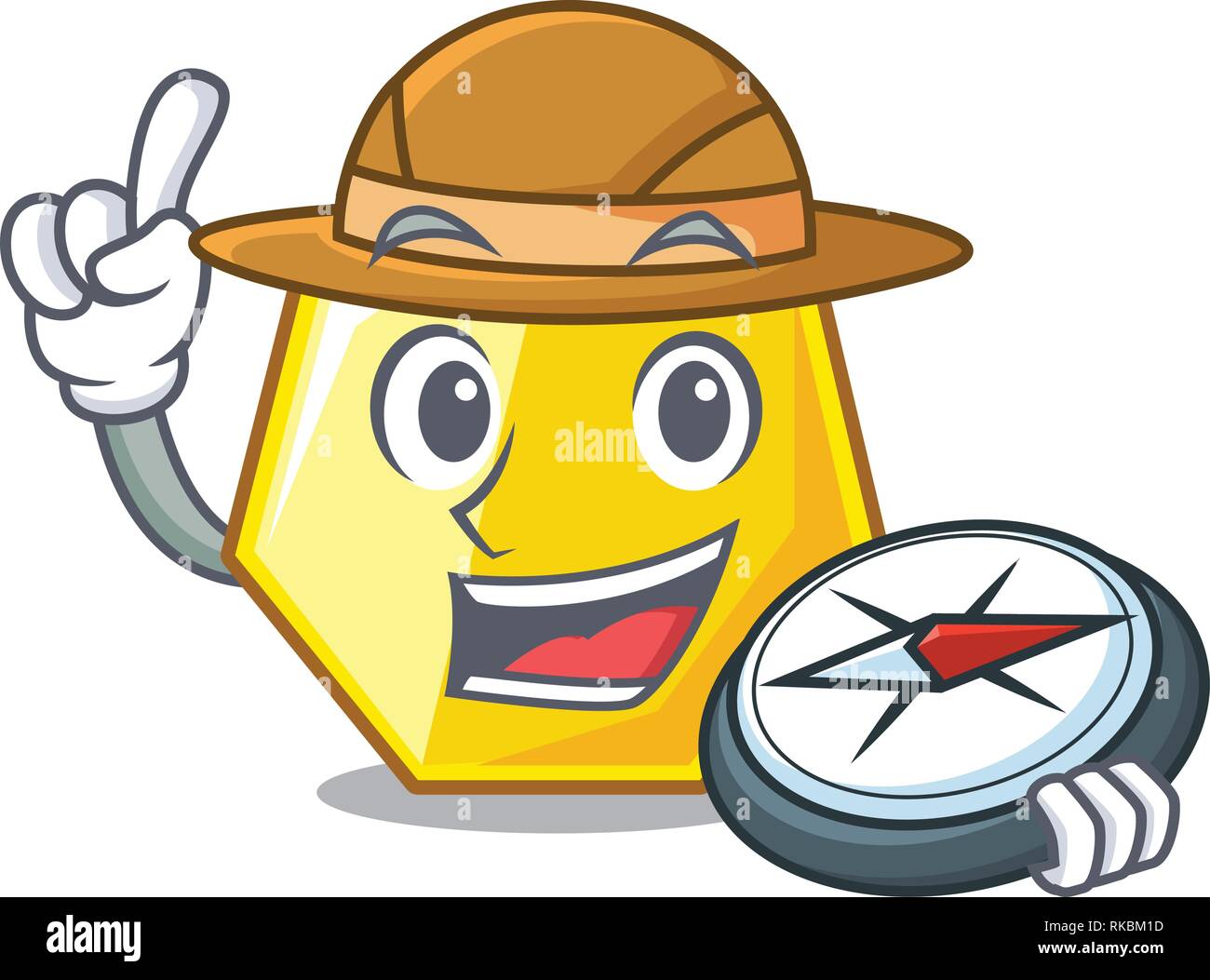 Explorer heptagon sticks in the character wall vector illustration ...