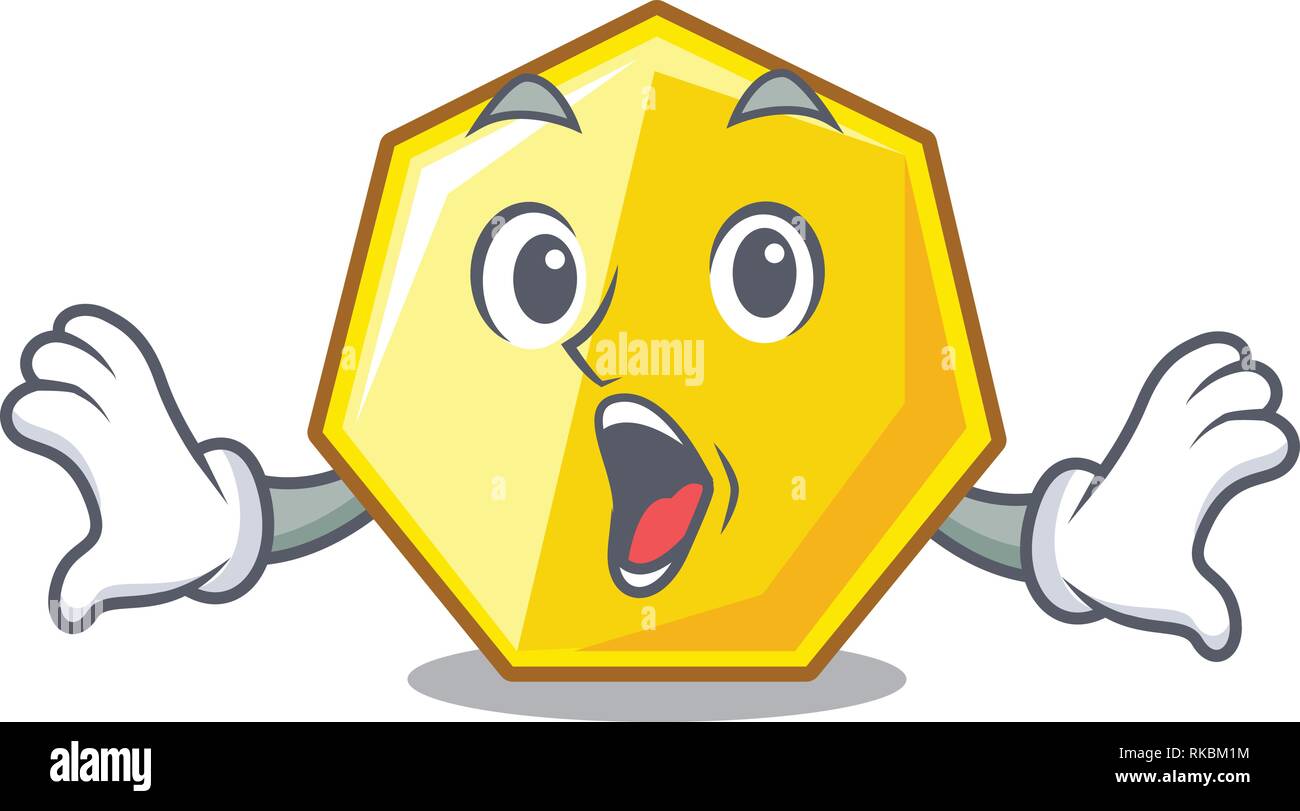 Surprised heptagon sticks in the character wall vector illustration ...