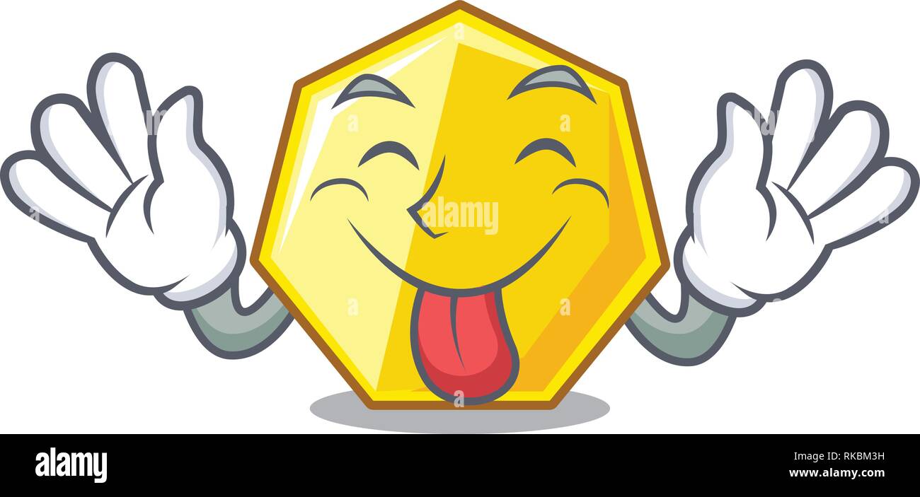 Tongue out heptagon stick on the cartoon door vector illustration Stock ...