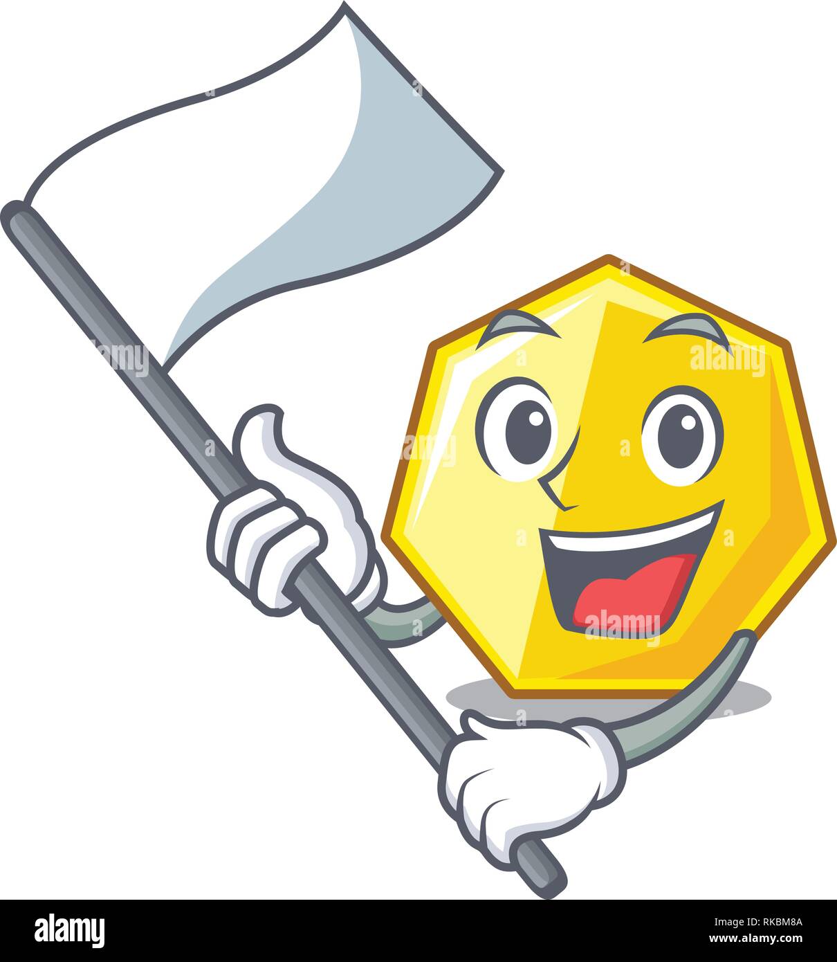 With flag heptagon stick on the cartoon door vector illustration Stock ...