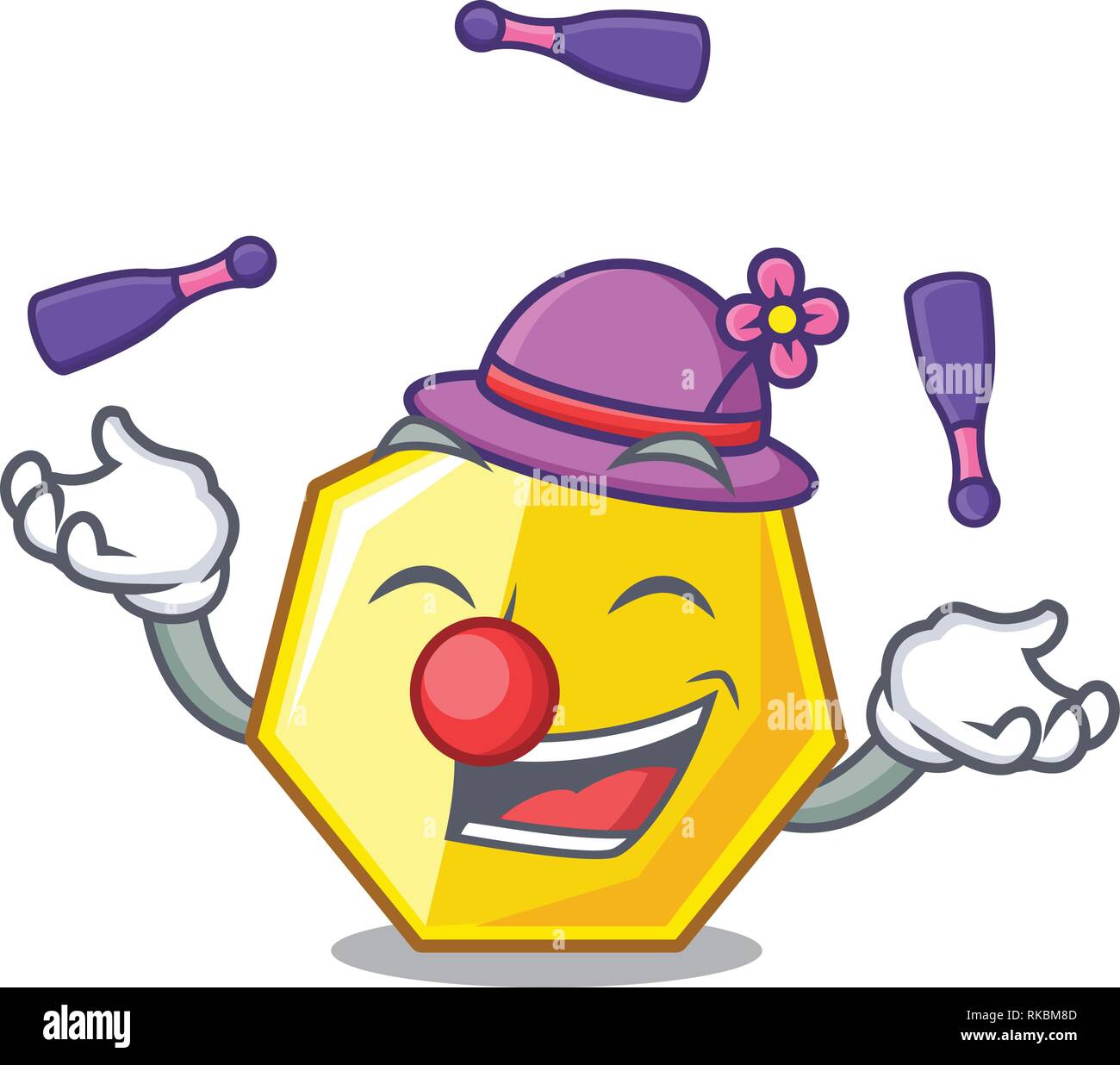 Juggling heptagon stick on the cartoon door vector illustration Stock ...