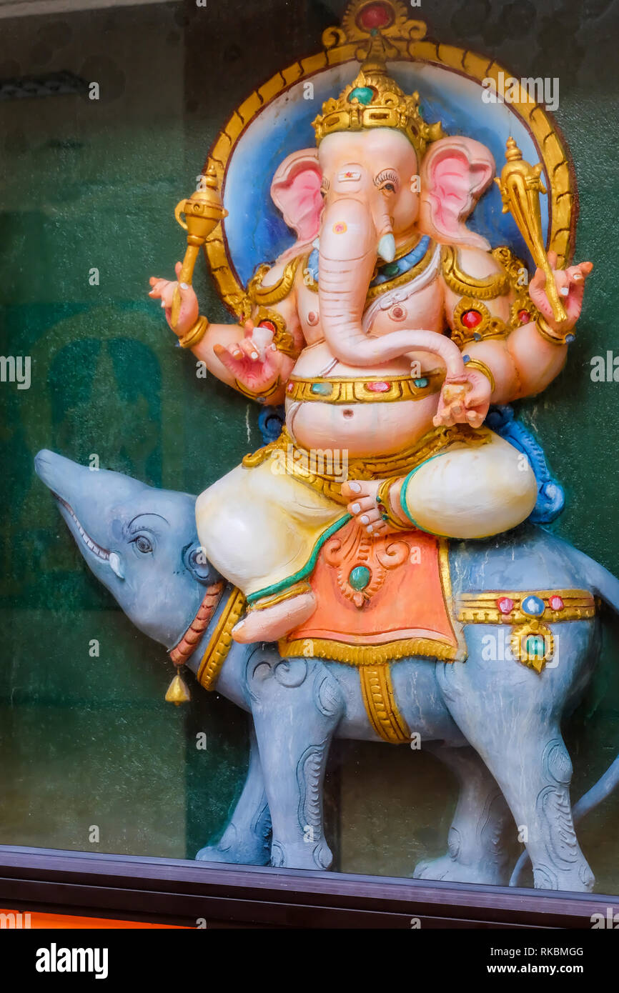 Statue of Ganesha sitting on wild boar at Sri Maha Mariamman Temple ...