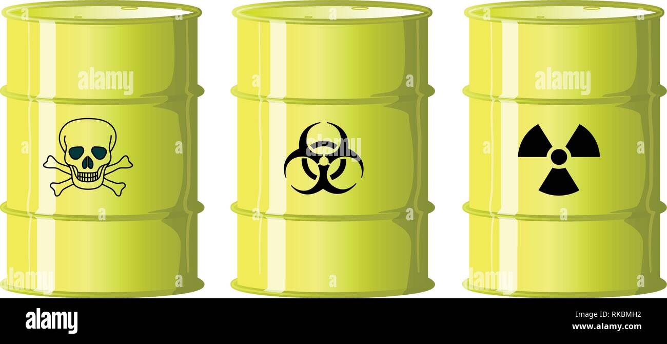Yellow barrels with radioactive waste vector Stock Vector Image & Art ...