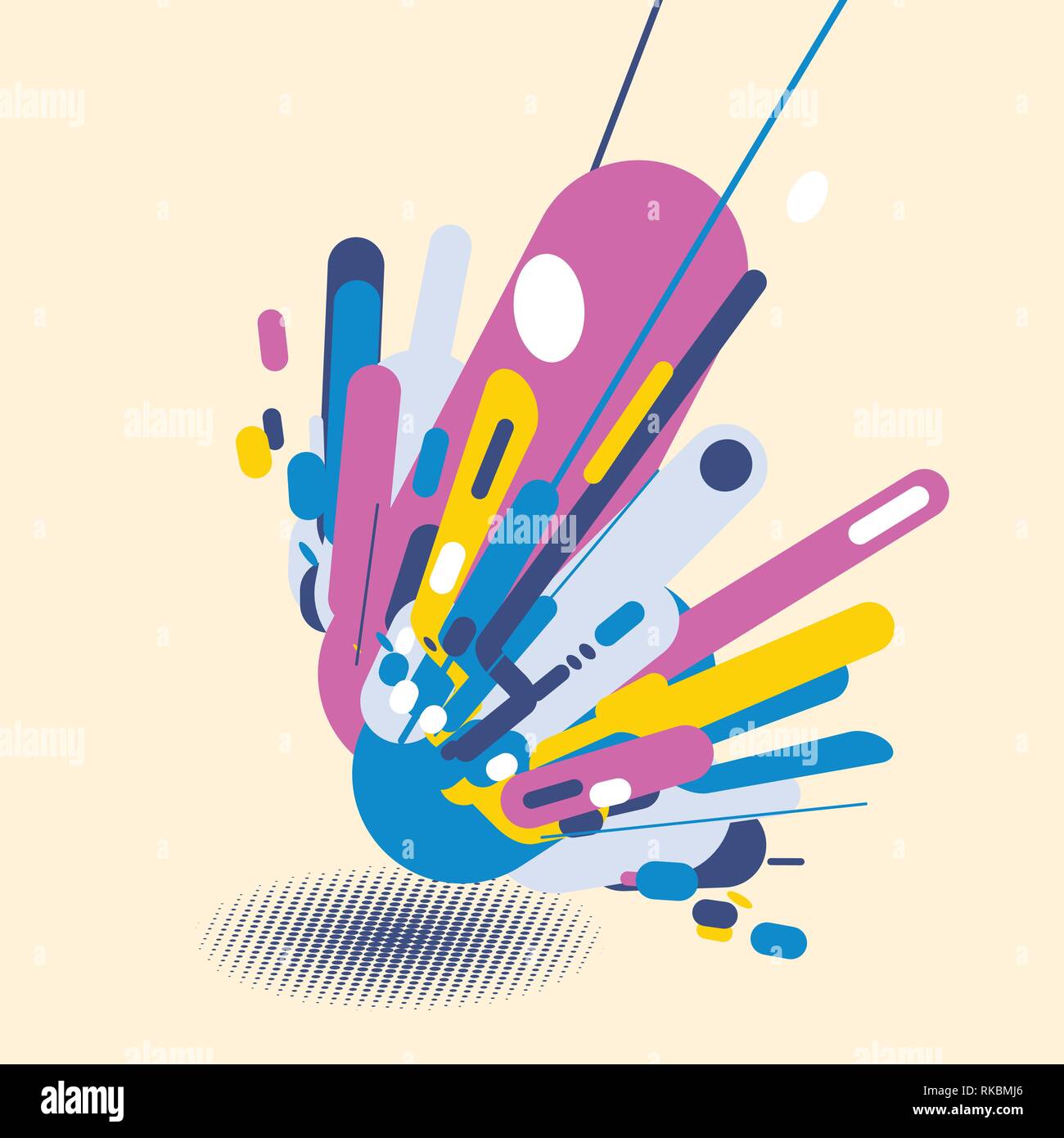 Abstract modern style with composition made of various rounded shapes ...