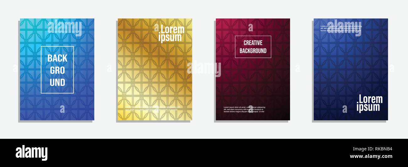 Colorful and modern cover design. Set of geometric pattern background ...
