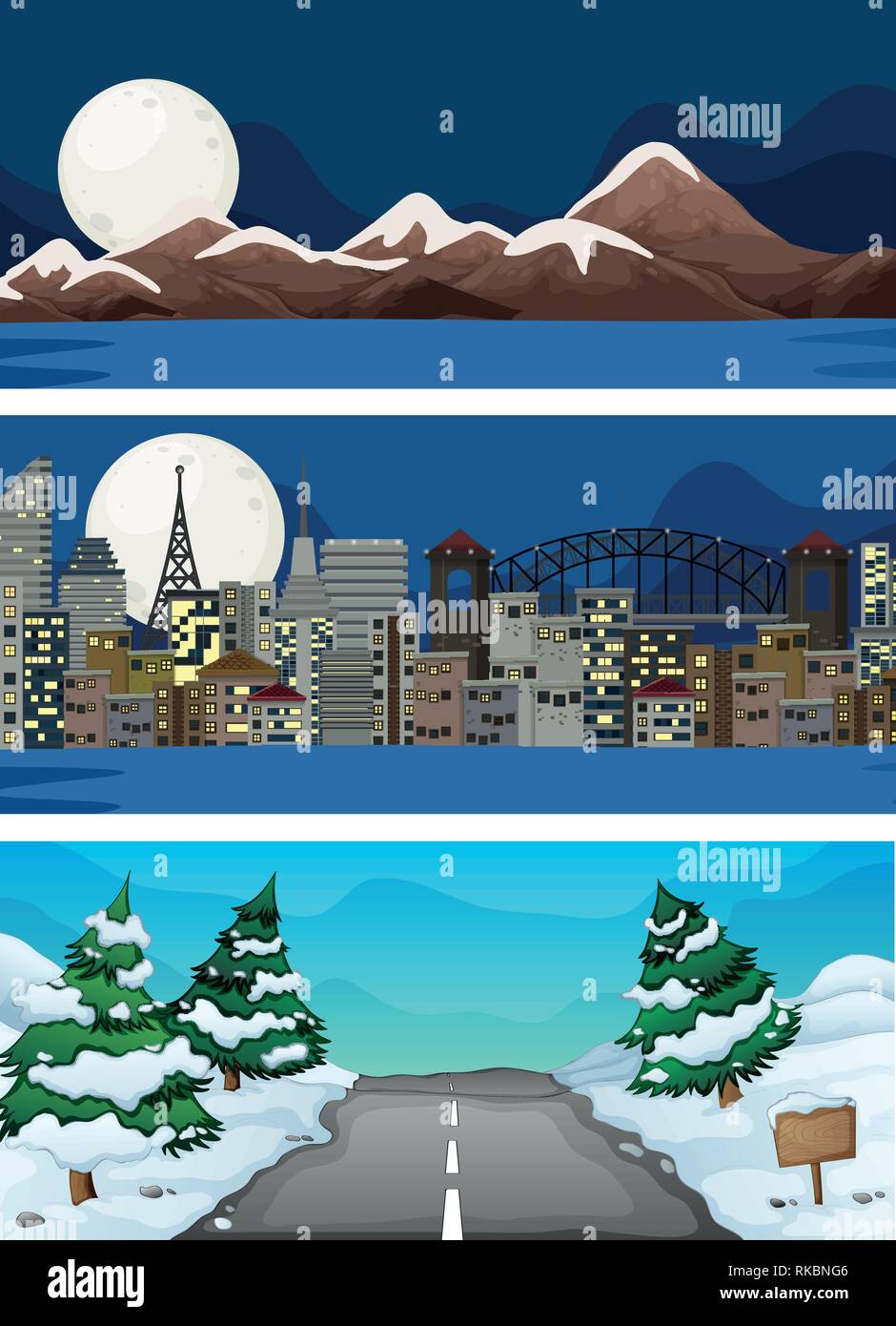 Set of night scene illustration Stock Vector Image & Art - Alamy