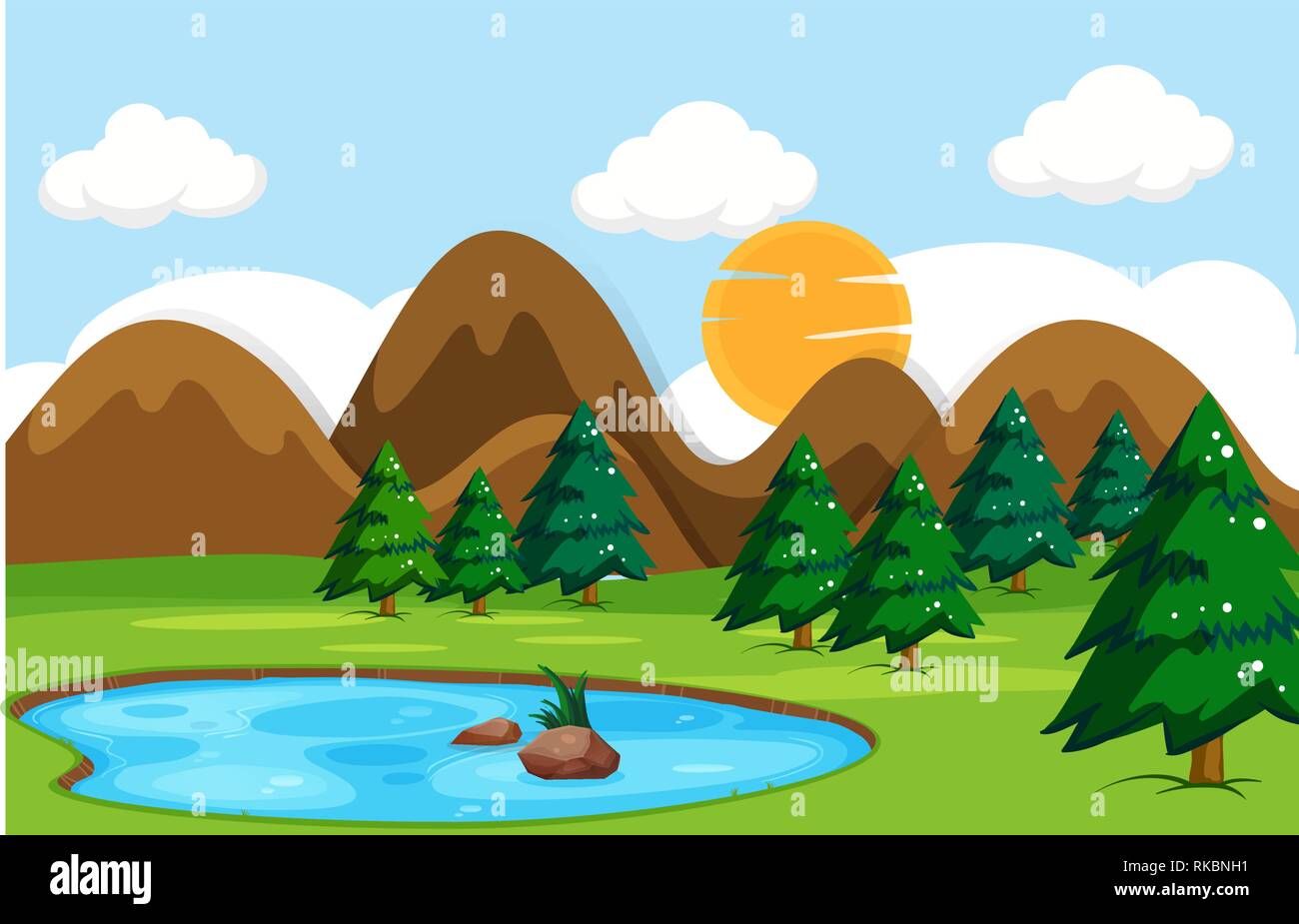 Flat nature landscape day time illustration Stock Vector Image & Art ...