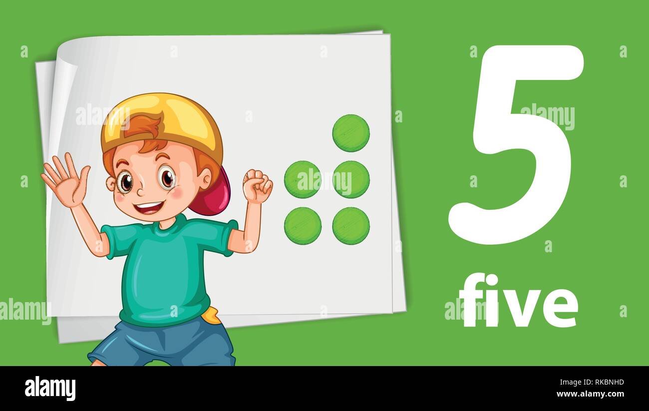 Boy with number five banner illustration Stock Vector Image & Art - Alamy