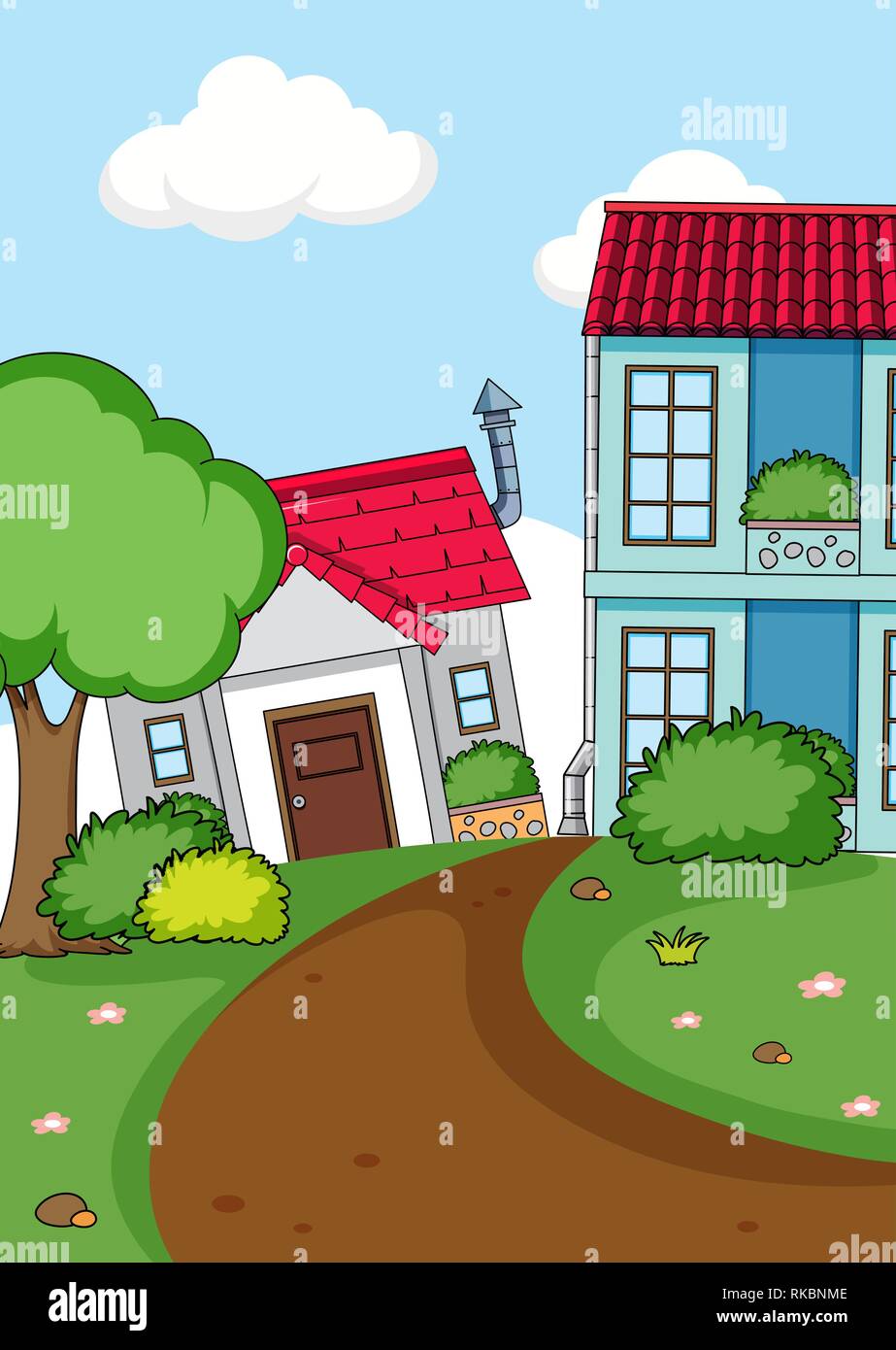 Simple rural house background illustration Stock Vector Image & Art - Alamy