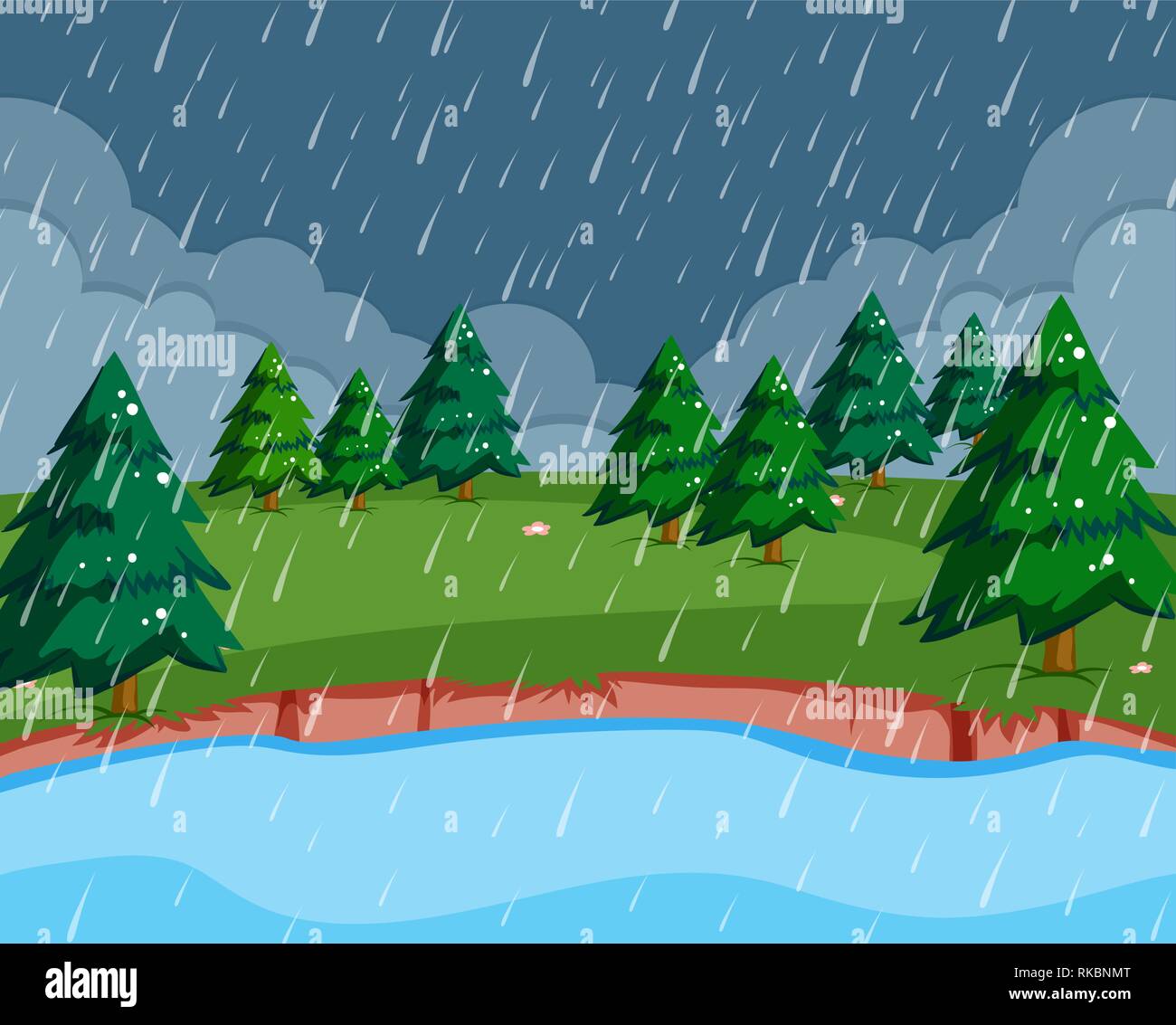 A raining scene in nature illustration Stock Vector Image & Art - Alamy