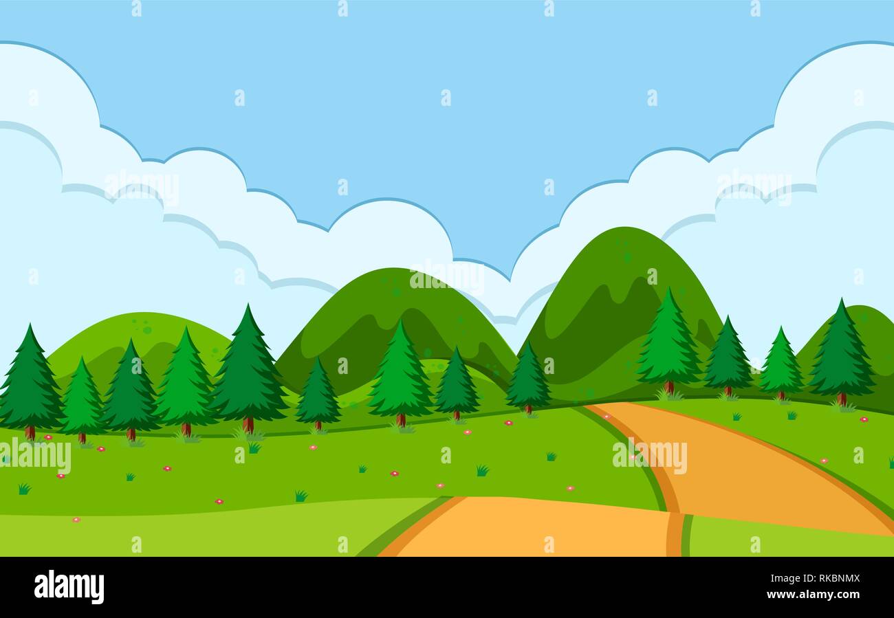 A nature road scene illustration Stock Vector Image & Art - Alamy