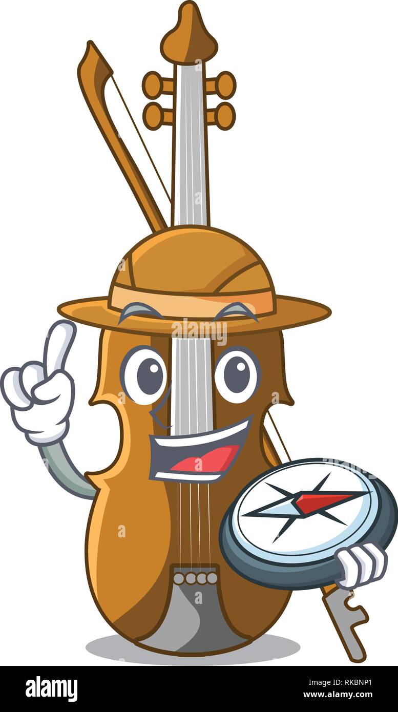 Explorer violin in the cartoon music room vector illustratin Stock ...