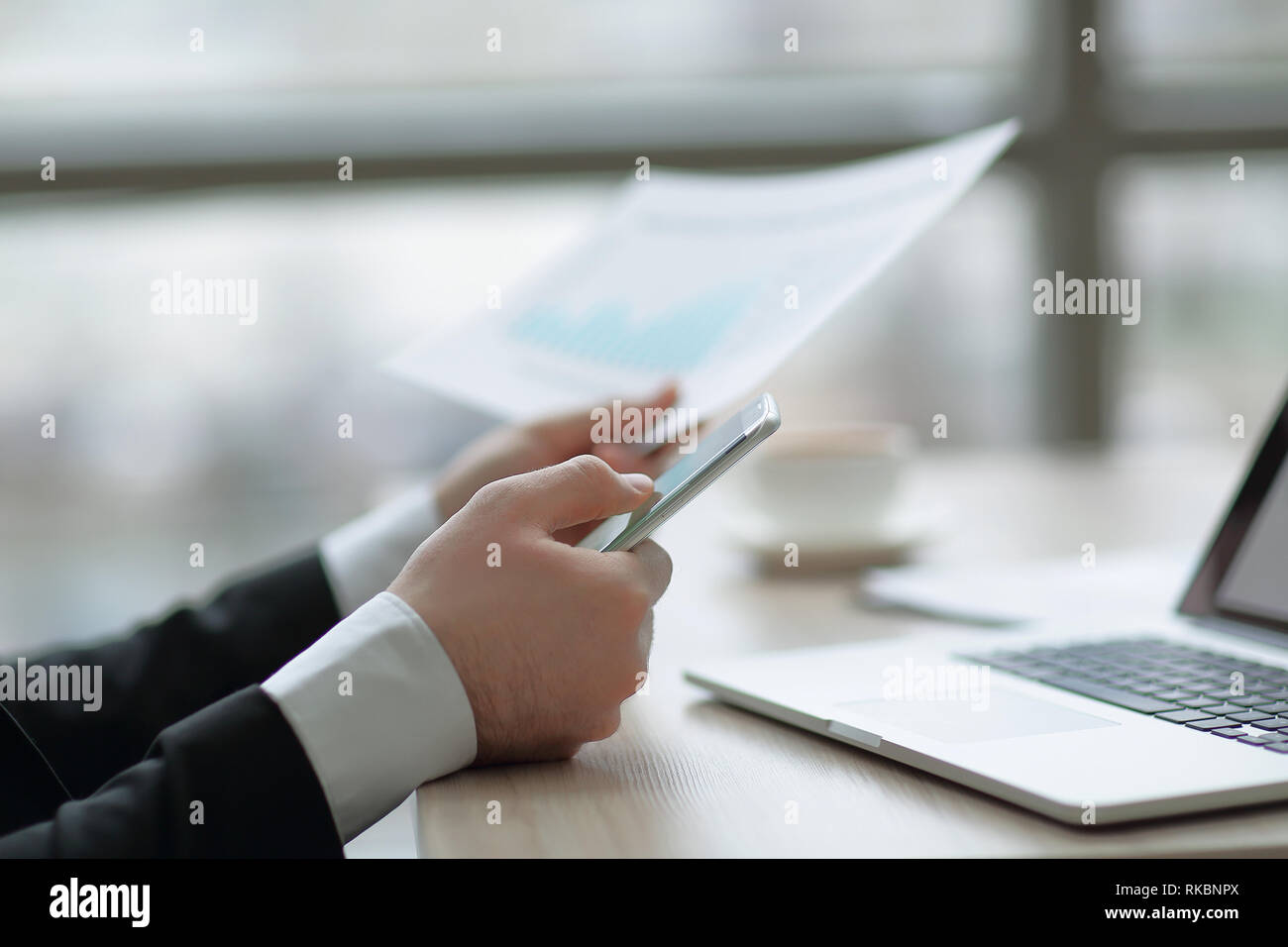closeup.business person using finance and bank on internet Stock Photo ...