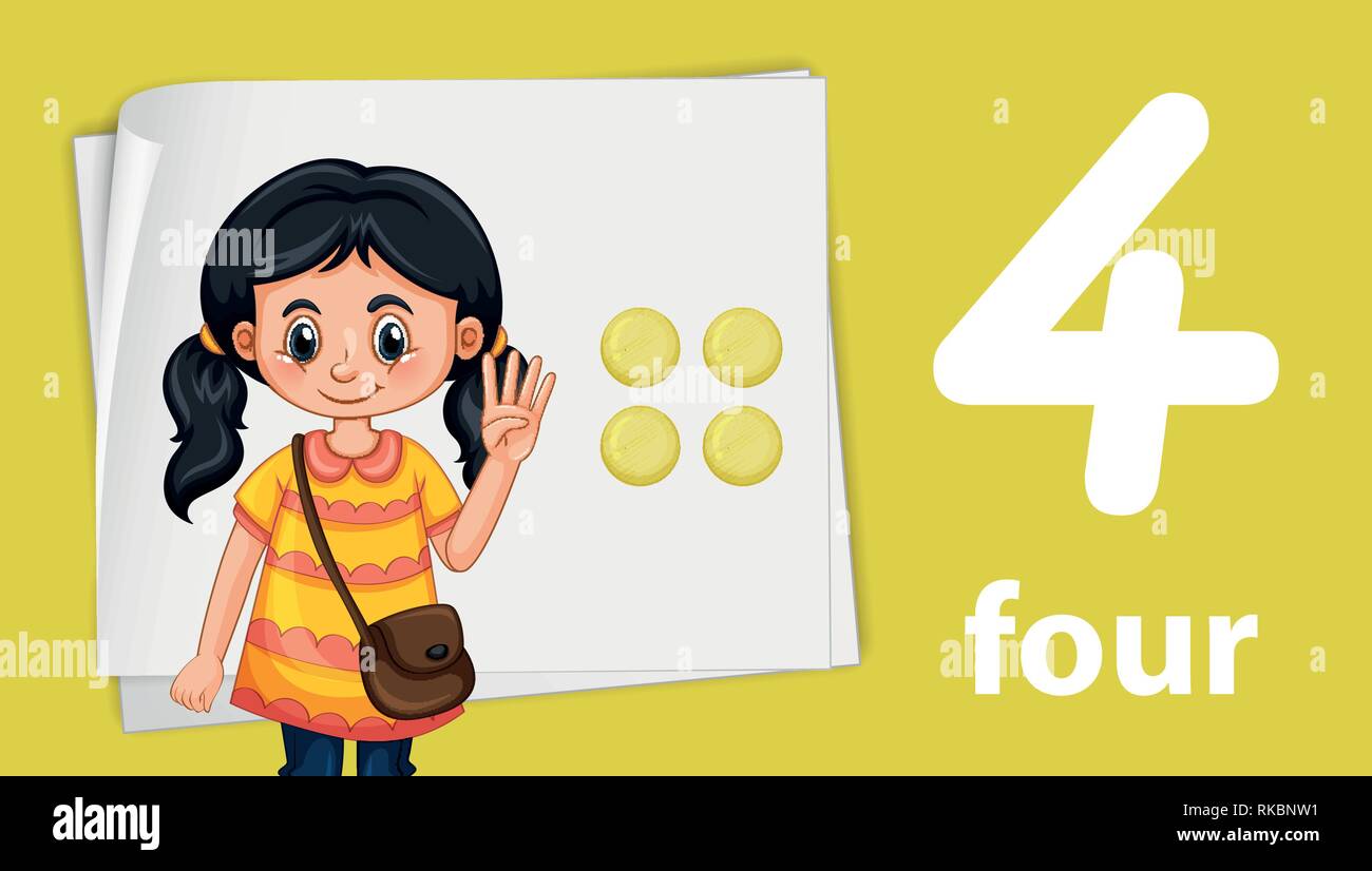 Girl with number four illustration Stock Vector Image & Art - Alamy