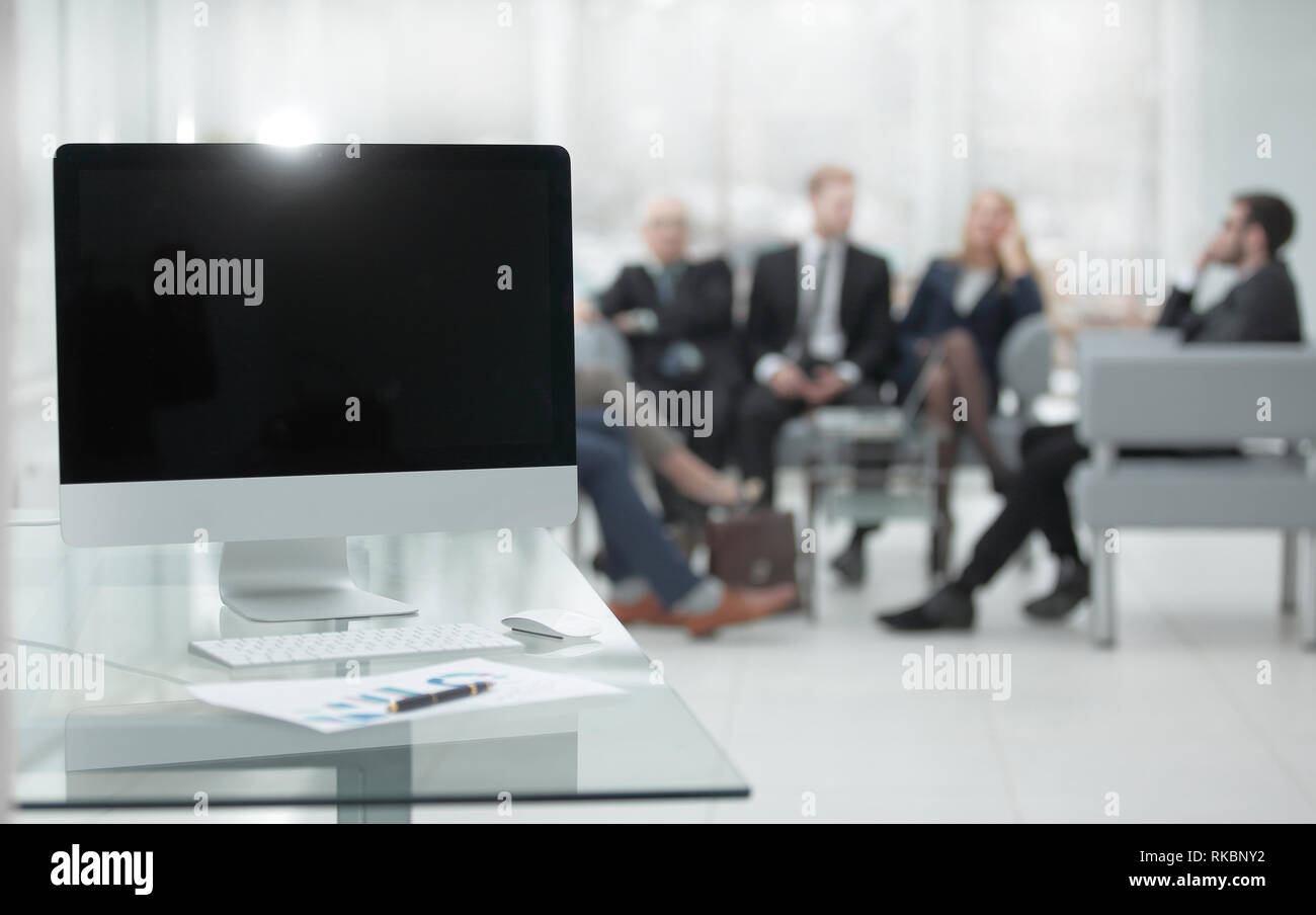 close up.computer with black blank screen and financial chart on the ...