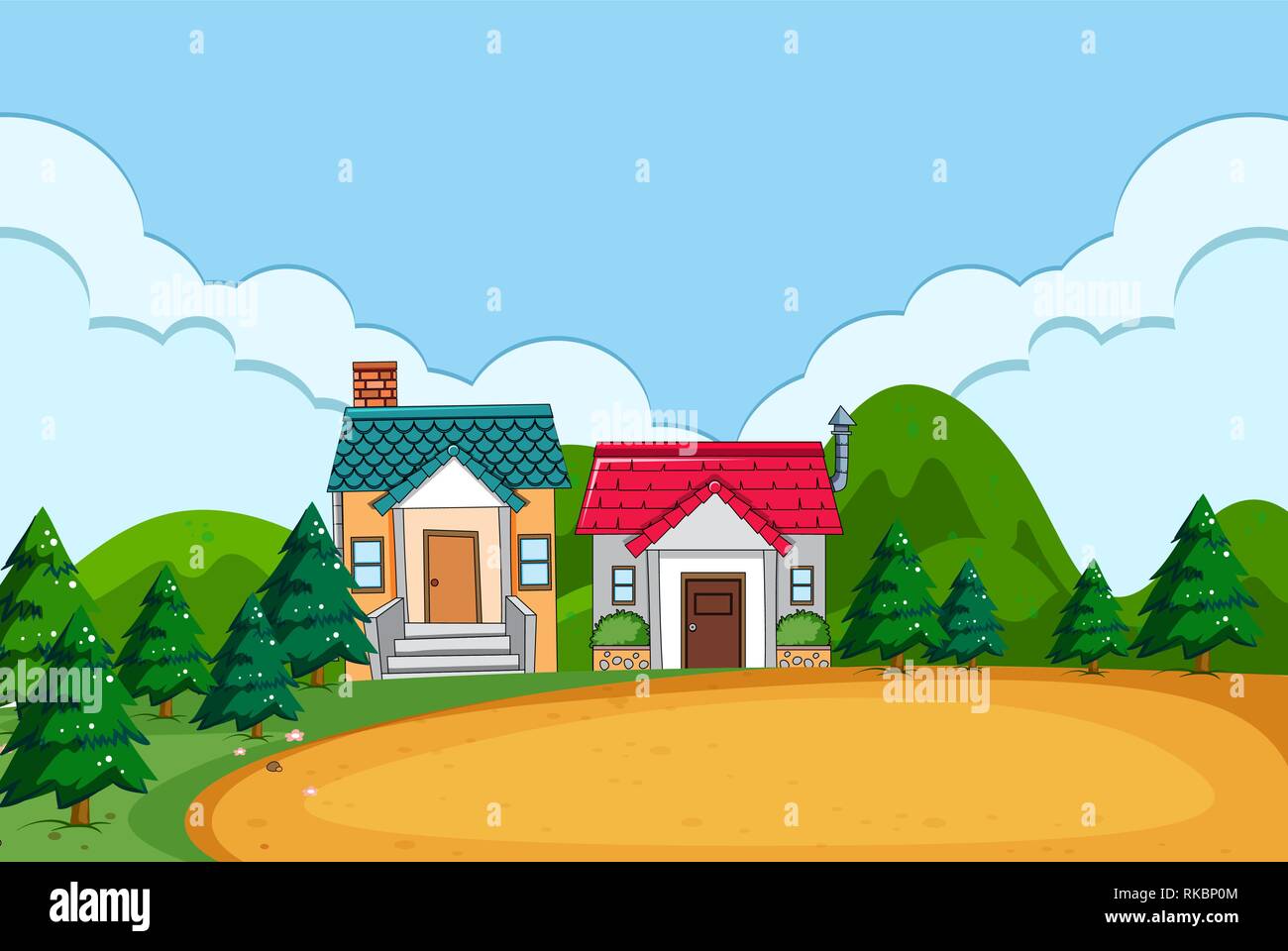 Rural architecture scene Stock Vector Images - Alamy