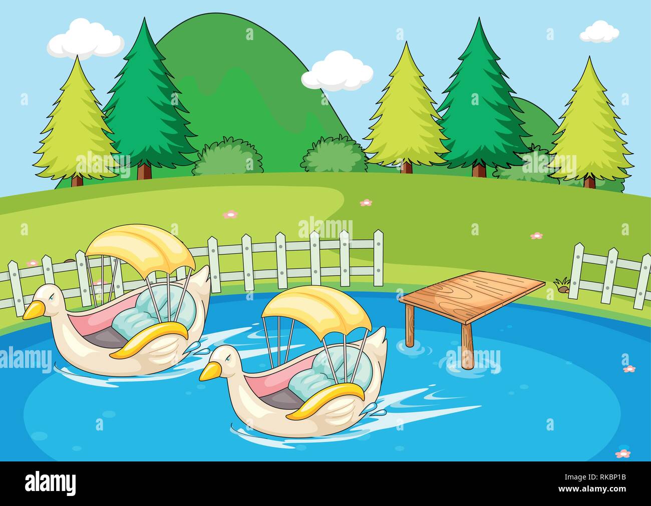 Simple nature park landscape illustration Stock Vector Image & Art - Alamy