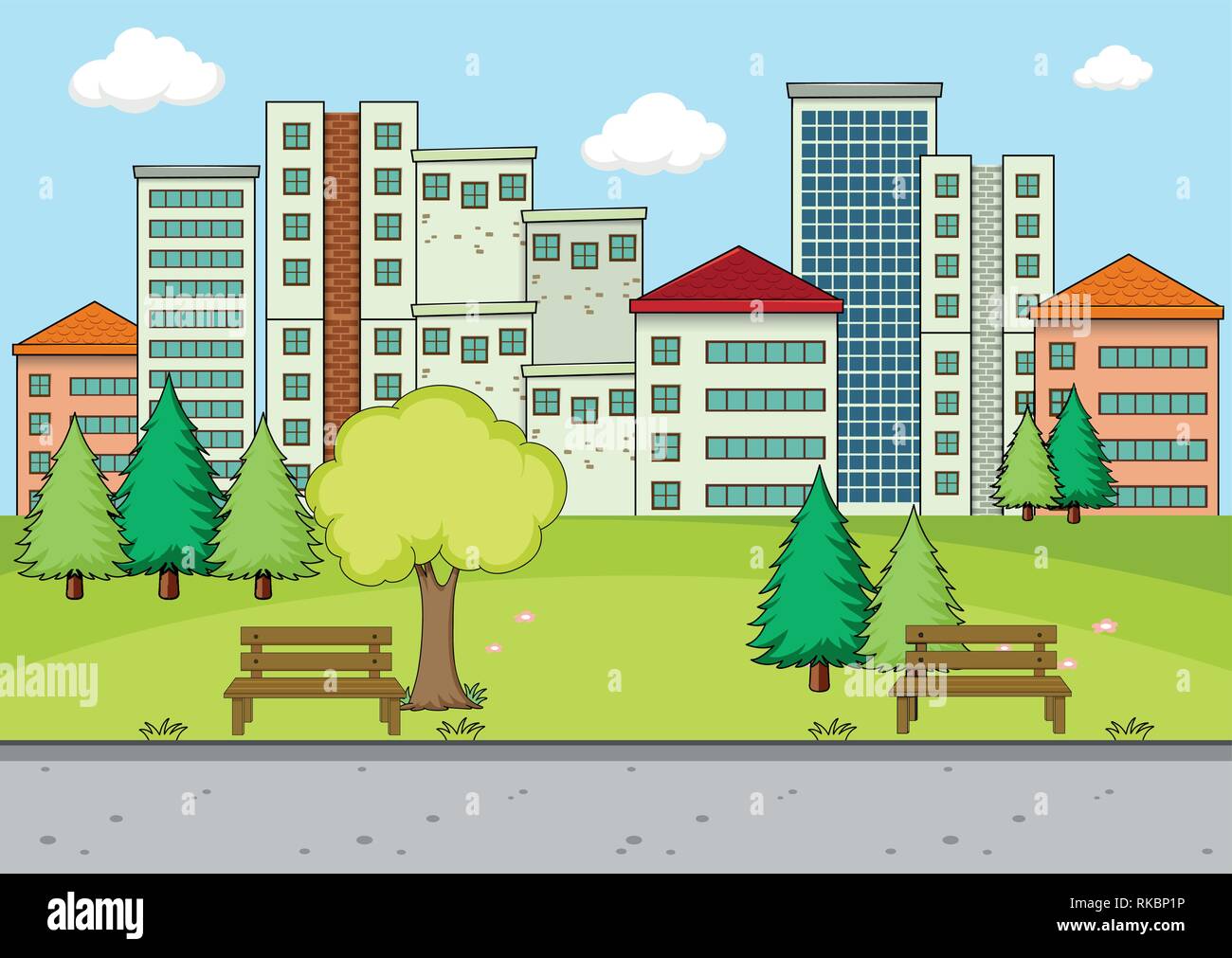 A simple park scene illustration Stock Vector Image & Art - Alamy
