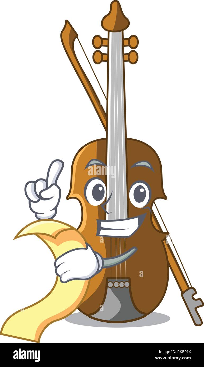 With menu violin in the cartoon music room vector illustratin Stock ...