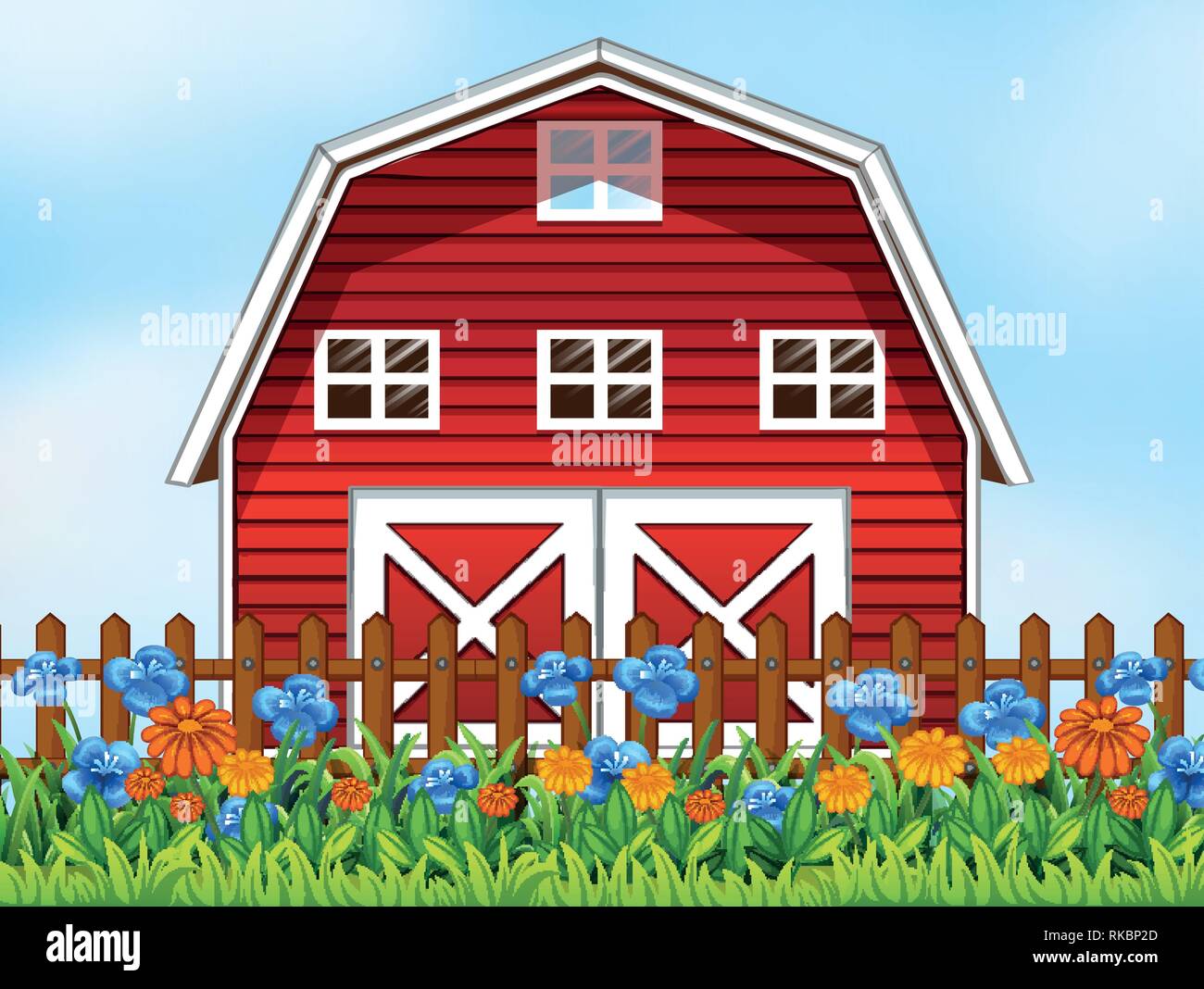 Farmhouse Red Barn Cartoon