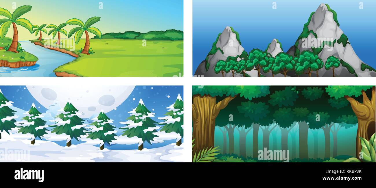 Set of nature landscape illustration Stock Vector Image & Art - Alamy