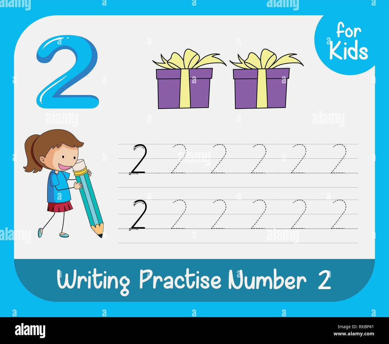 Number two tracing worksheets illustration Stock Vector Image & Art - Alamy
