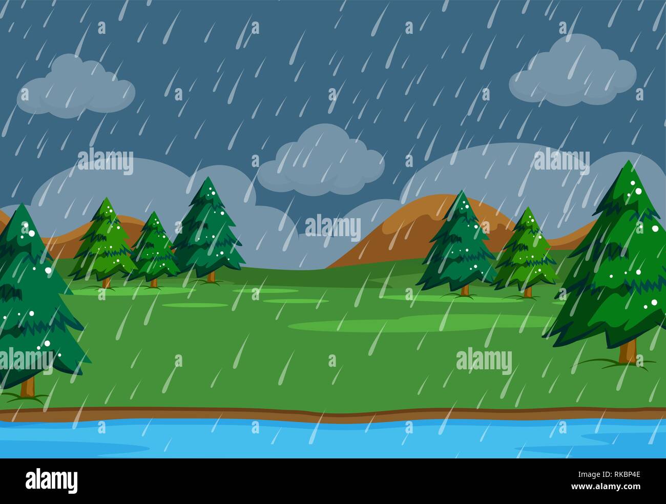 A simeple raining scene in nature illustration Stock Vector Image & Art ...