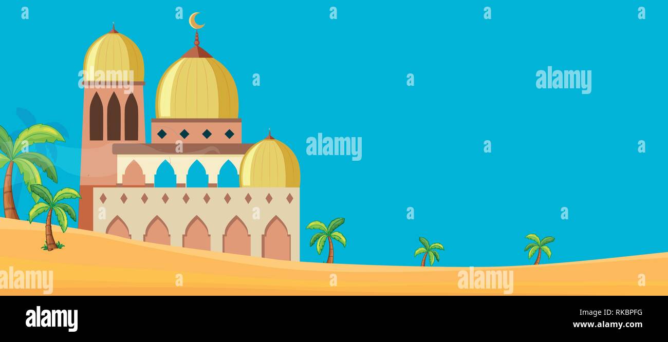 Mosque desert illustration Stock Vector Images - Alamy