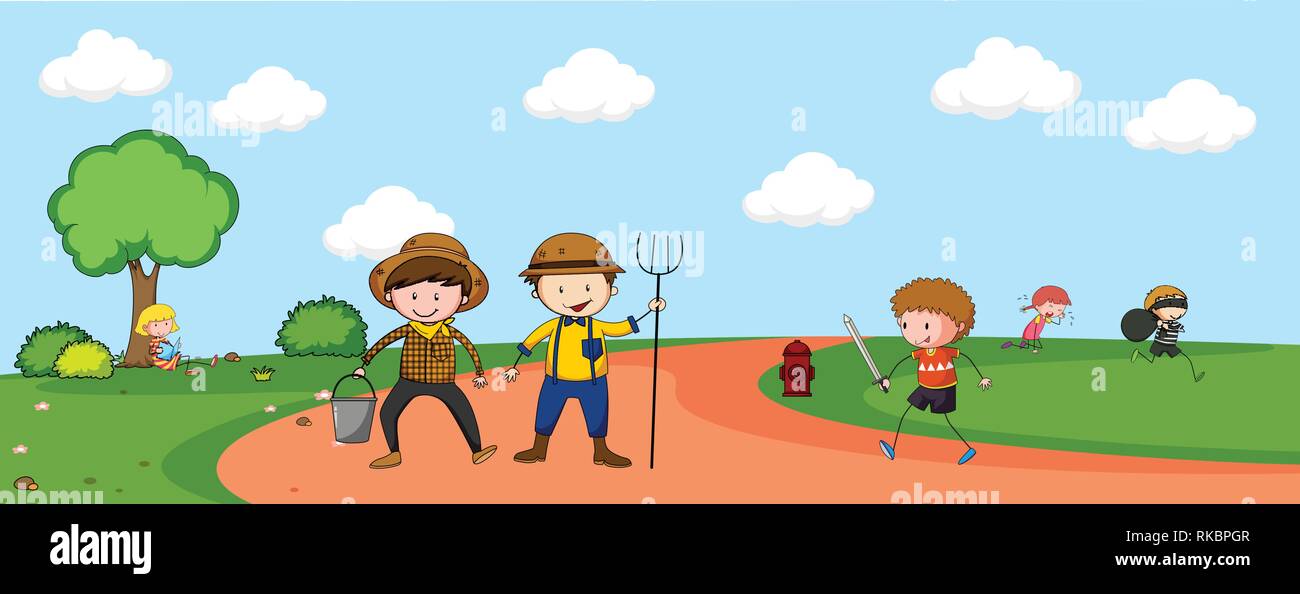 People in nature landscape illustration Stock Vector Image & Art - Alamy