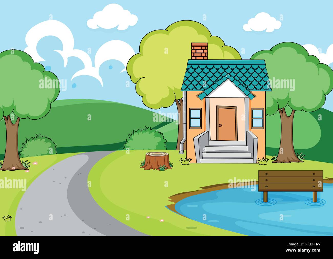 Rural landscape picture Stock Vector Images - Alamy