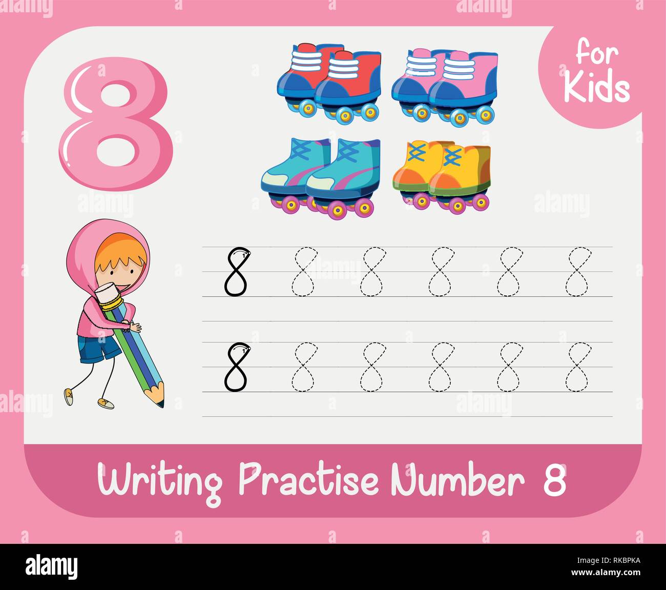 Number eight tracing worksheets hi-res stock photography and images - Alamy