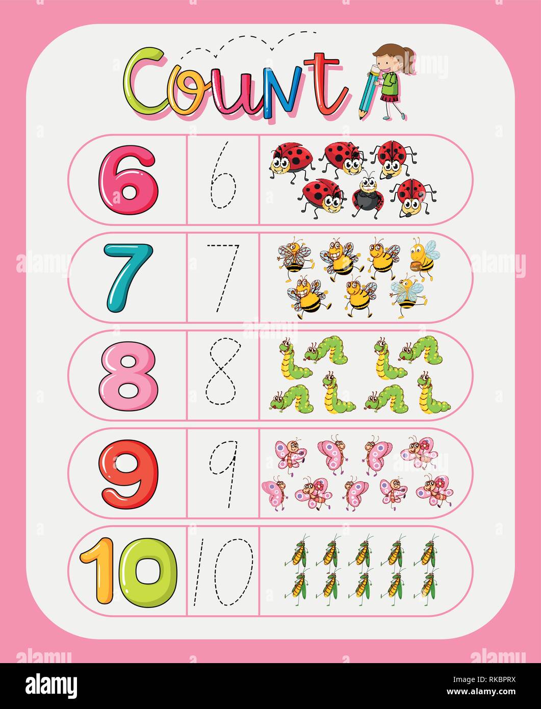 Math counting number worksheet illustration Stock Vector Image & Art ...