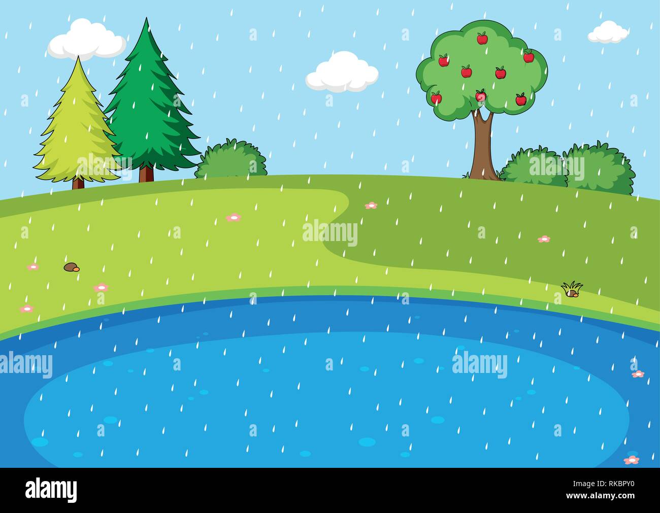 A scene of rain in nature illustration Stock Vector Image & Art - Alamy